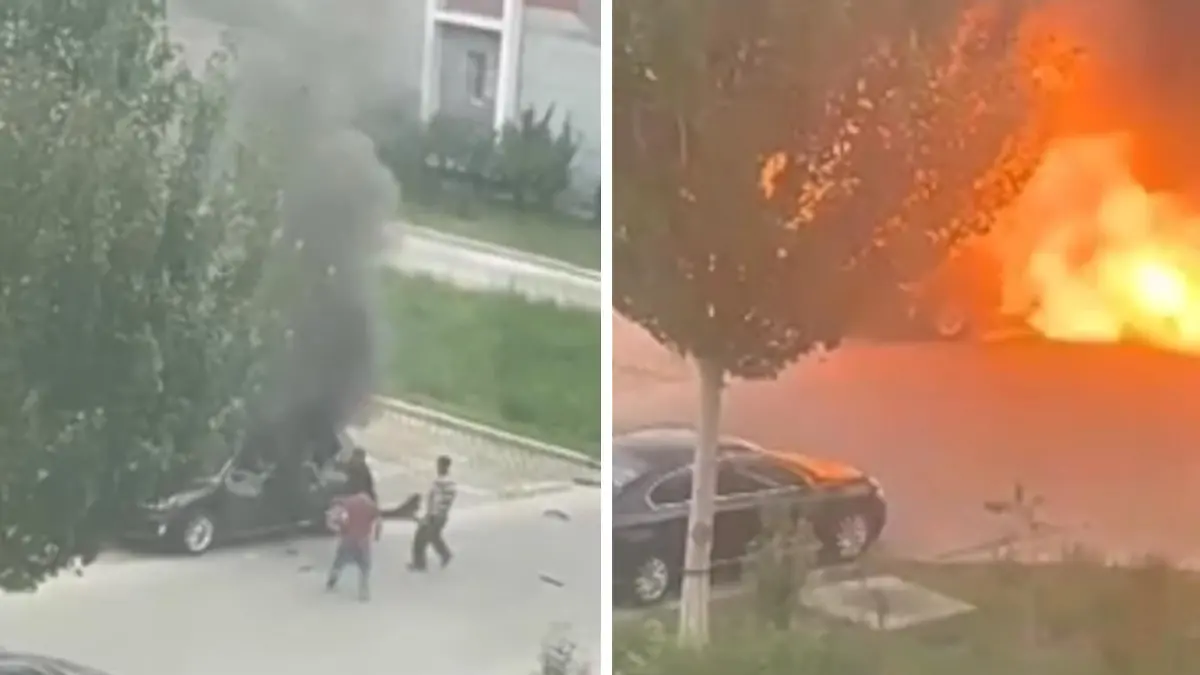 Nachbarn retten eingeklemmten Fahrer - Auto explodiert!