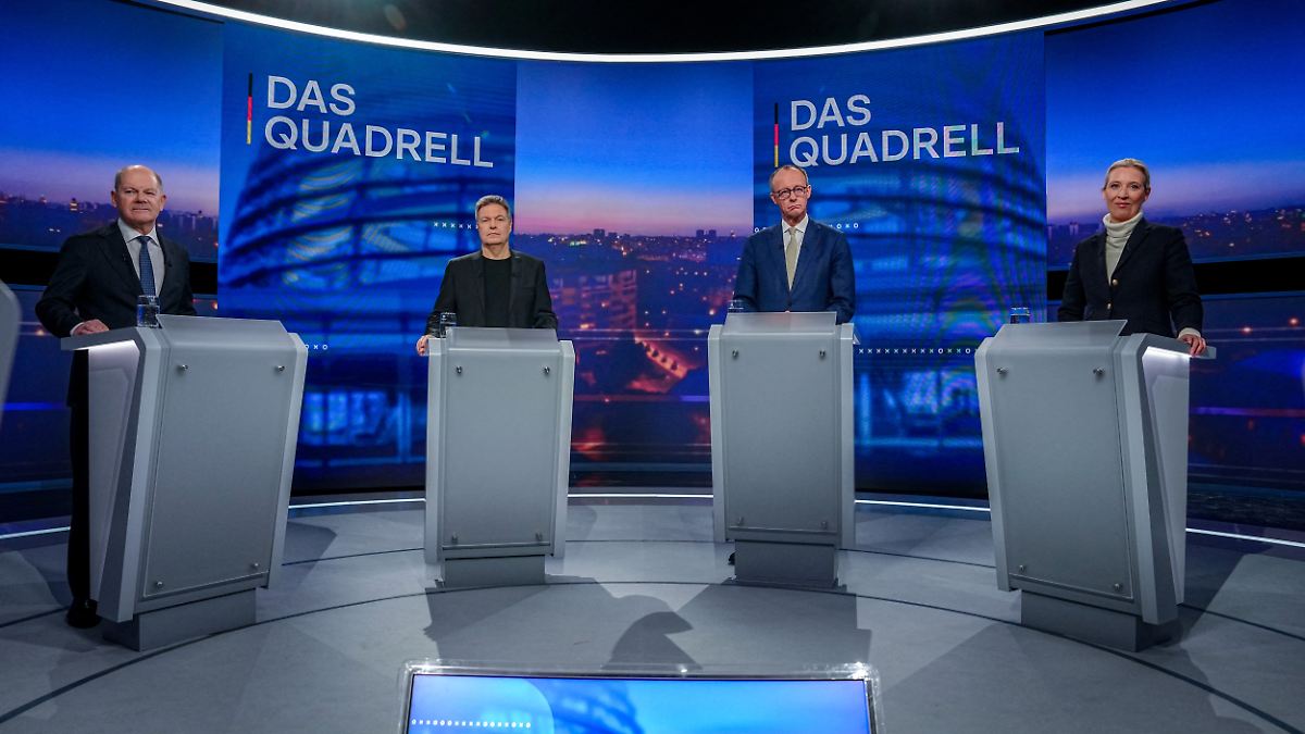 RTL-Quadrell mit Scholz, Merz, Habeck und Weidel: Forsa-Umfrage zeigt ...