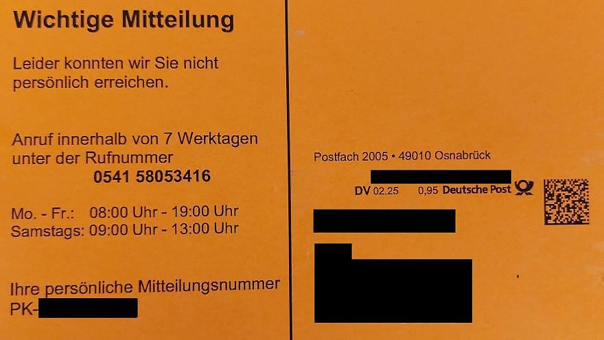 Orange Karte im Briefkasten – das solltet ihr auf keinen Fall tun