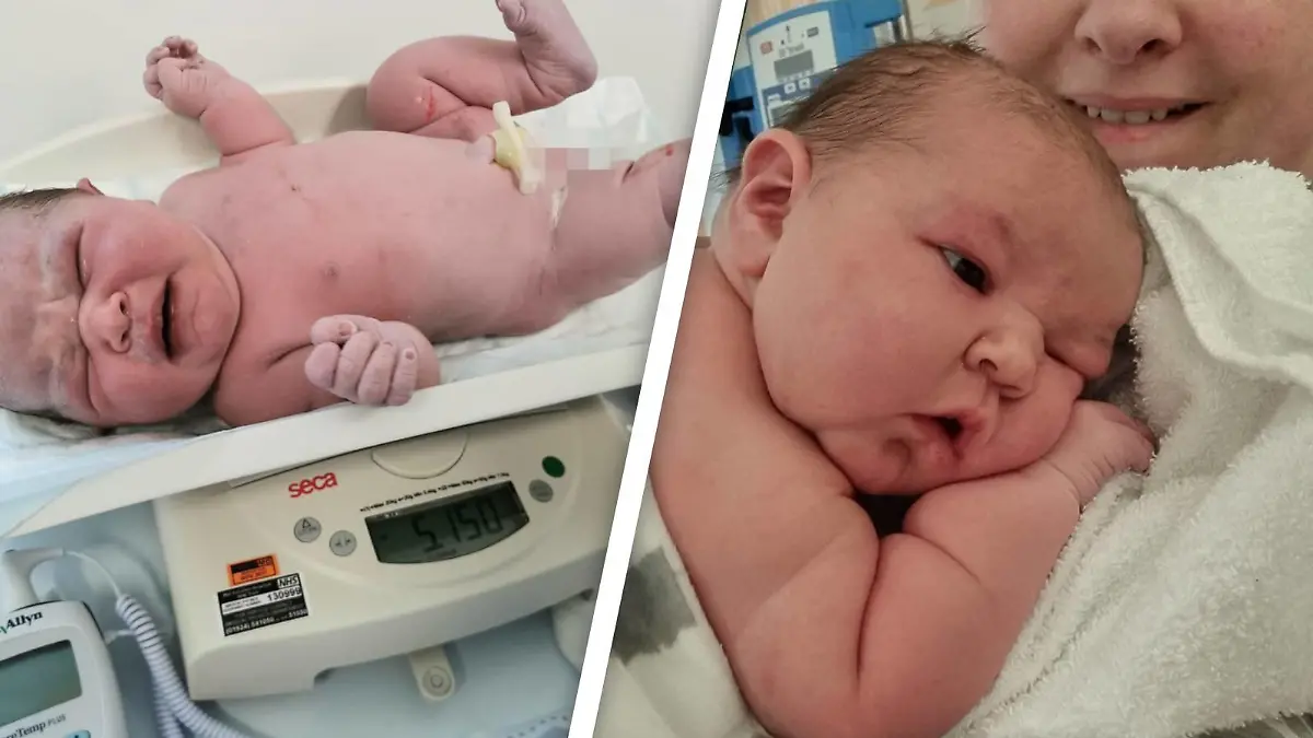 Helen bringt 5,1 Kilo-Baby Celia zur Welt - sogar Hebamme kann XXL ...