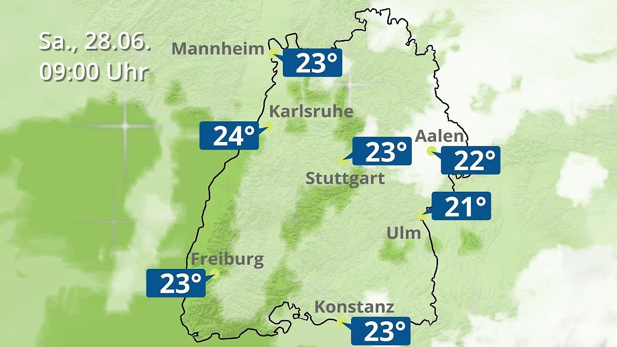 Regen- und Wolkenfilm für Stuttgart, Mannheim und Karlsruhe: Baden ...
