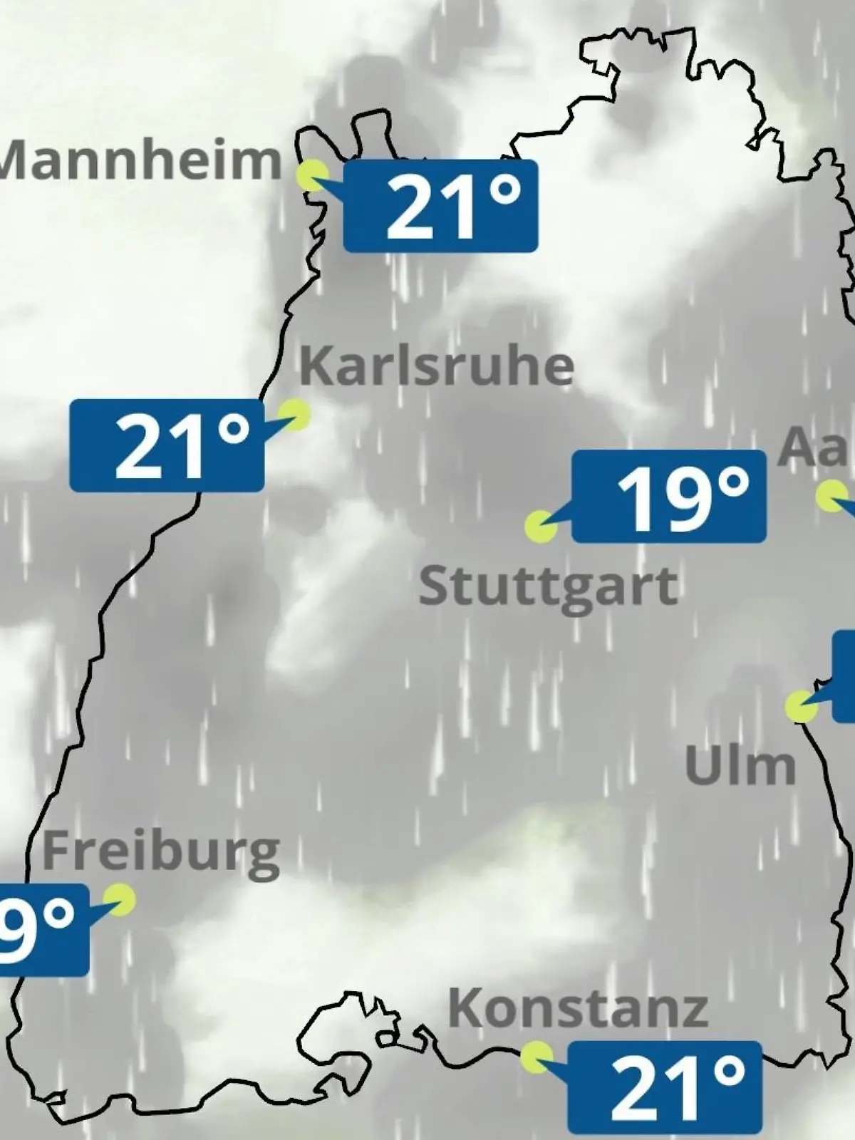 Regen- und Wolkenfilm für Stuttgart, Mannheim und Karlsruhe: Baden ...