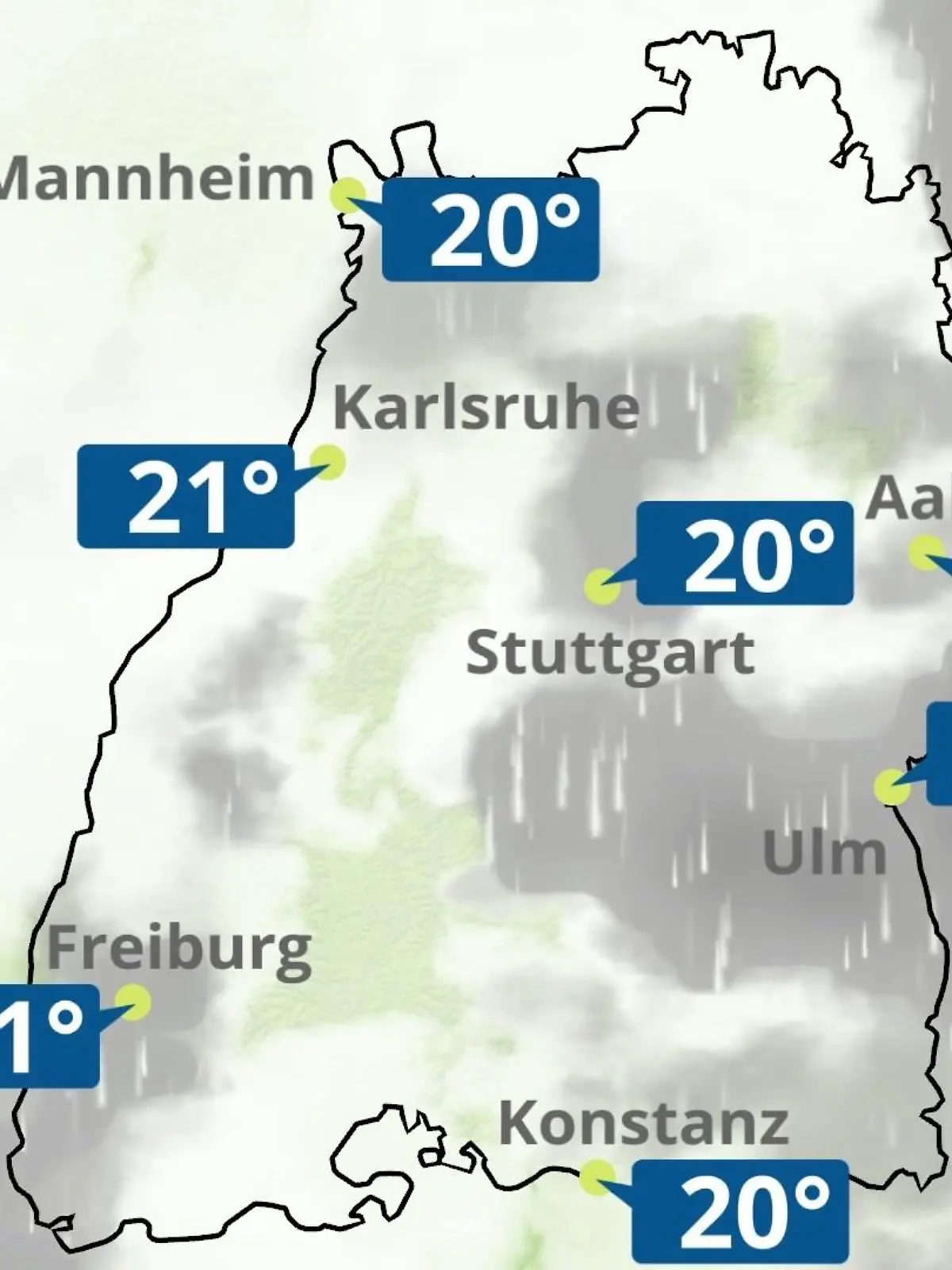 Regen- und Wolkenfilm für Stuttgart, Mannheim und Karlsruhe: Baden ...