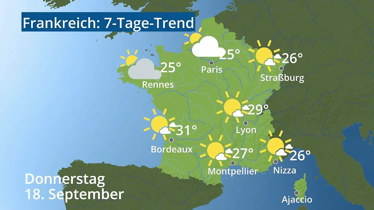Wetter September Frankreich