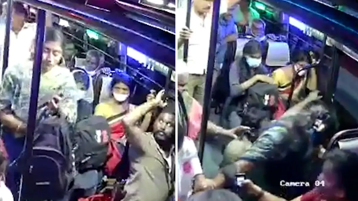 Indien: Frau stolpert beinahe aus fahrenden Bus - Schaffner wird zum ...